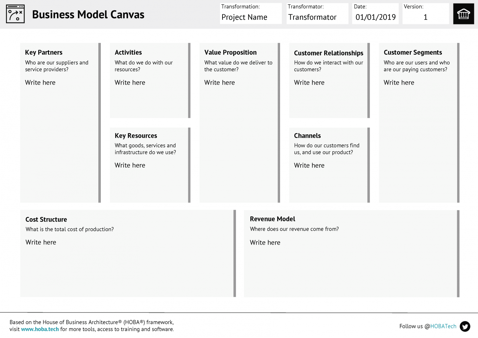 Download the Business Model Canvas Blueprint | HOBA Tech Agile ...